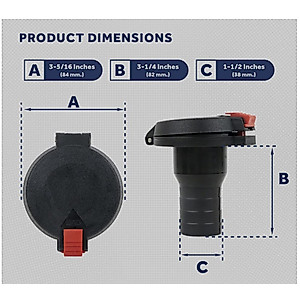 Five Oceans Boat Gas Deck Fill/Filler, Marine Fuel Deck Filler with Flip Top Cap Design, 1-1/2 Inch Hose, Straight Neck, for Pontoon, Fishing Boats, Bass Boat, Sport Yachts, Sailboats - FO1797