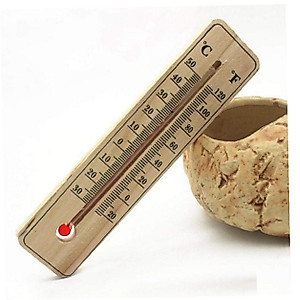 Aisoway Wooden Thermometers Wall-Mounted Direct Type Temperature Monitor Logger for Garden Office Garage 1pc