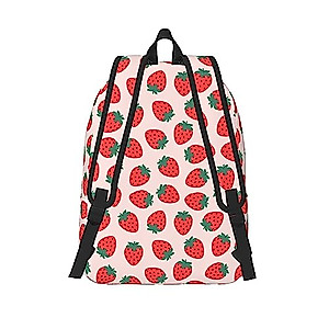 SDEOH 17 Inch Strawberry Backpack For Women Men Lightweight Laptop Bag Travel Hiking Camping Daypack