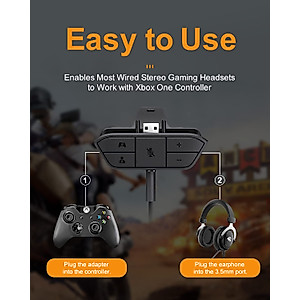 OLCLSS Stereo Headset Adapter for Xbox One, Black, 3.5mm Audio Jack, Compatible with Xbox One Controllers