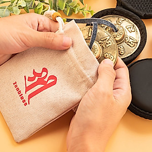 ZenBless Tibetan Tingsha Cymbals 2pcs, with Storage Box and Fabric Case, Meditation Sanskrit Brass Chime Bells for Spiritual Healing Mindfulness, Yoga Buddhist, Relaxation Musical Instruments