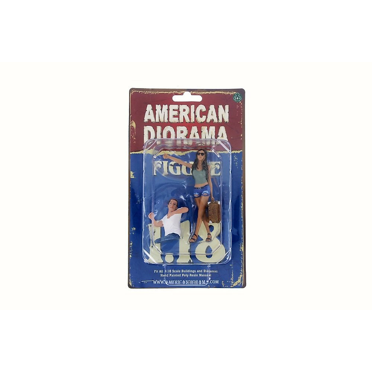 Hitchhiker Set of 2 Figures, American Diorama 23896G - 1/18 Scale Accessory for Diecast Cars
