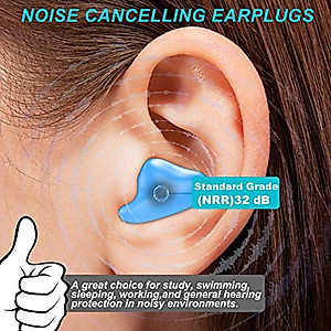 Mavoslg Ear Plugs for Sleeping Swimming, 32 Reusable Silicone Moldable Noise Cancelling Earplugs for Shooting Range, Swimmers, Snoring, Concerts, Airplanes, Travel, Work, Studying,32 Pillows