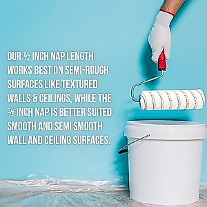 True Blue 14" Professional Paint Roller Covers, 14 Inch, Best for All Types of Painting Surfaces, Refill Bulk Pack (3, 1/2" Nap)