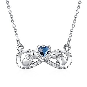 Flpruy Elephant Gift Necklace for Women 925 Sterling Silver Infinity BBF Crystal Heart Pendant for Women Girl