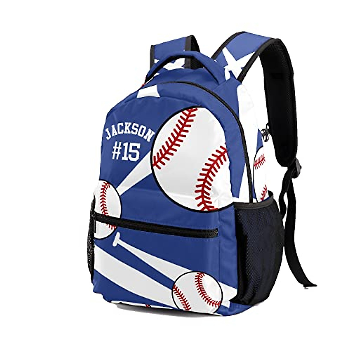 Urcustom Custom Kid Backpack, Baseball Sport Number Team Royal Personalized School Bookbag with Your Own Name, Customization Casual Bookbags for Student Girls Boys