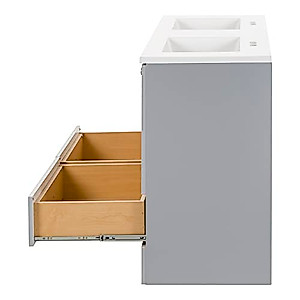 Spring Mill Emlyn Double Bathroom Vanity with 2 Cabinets, 2 Drawers, and White Sink Top, ‎18.75" D x 60.25" W x 32.89" H, Pearl Gray