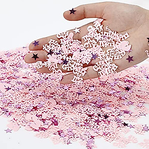 It's a Girl Table Sequins Pink Baby Footprint Star Table Confetti for Baby Shower Decorations Baby Birthday Party Supplies(1.6 oz/45 g)