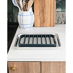 The Silicone Kitchen Silicone Roasting Rack Pan, Dishwasher Safe, BPA Free, Non-Toxic, 7 in by 10.75 in, Navy, 2 Pack