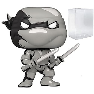 POP Teenage Mutant Ninja Turtles - Leonardo (PX Previews Exclusive) Black & White Chase Funko Vinyl Figure (Bundled with Compatible Box Protector Case), Multicolor, 3.75 inches
