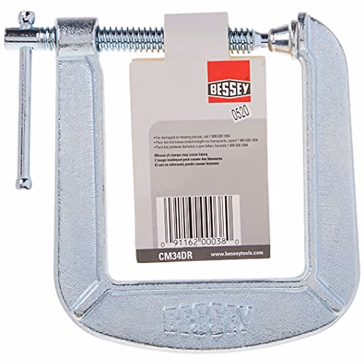 BESSEY CM34DR Drop Forged, C-Clamp, 3-Inch x 4-1/2-Inch, Deep Reach C Clamp
