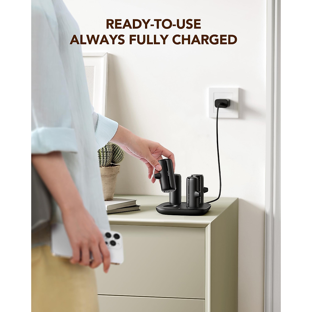 VIYISI Portable Charger Station USB C 5000mAh, 4 Pcs Fast Charging Power Bank with Charging Dock, Battery Pack Charging Kit for iPhone 15 Samsung Google LG Android Type-C Phones