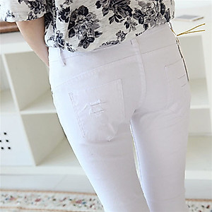 Ripped Jeans for Women Mid Waisted Skinny Destroyed Denim Pants Slim Fit Distressed Stretch Butt Lift Jean Trouser (White,31)