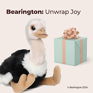 Bearington Ollie The Ostrich: Hand-Sewn 9” Tall Stuffed Ostrich with Ultra-Soft Feathers, Realistic Details and Premium Fill; Great Birthday, Anniversary, for Animal and Exotic Bird Lovers