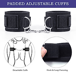BDSM Bondage Sex Toys Restraints, Couples Sex Toy Handcuffs Adjustable Sex Cuffs Sex Restraints Straps Wrist-to-Thigh, Restraint Set Adult Sex Toys for Couple