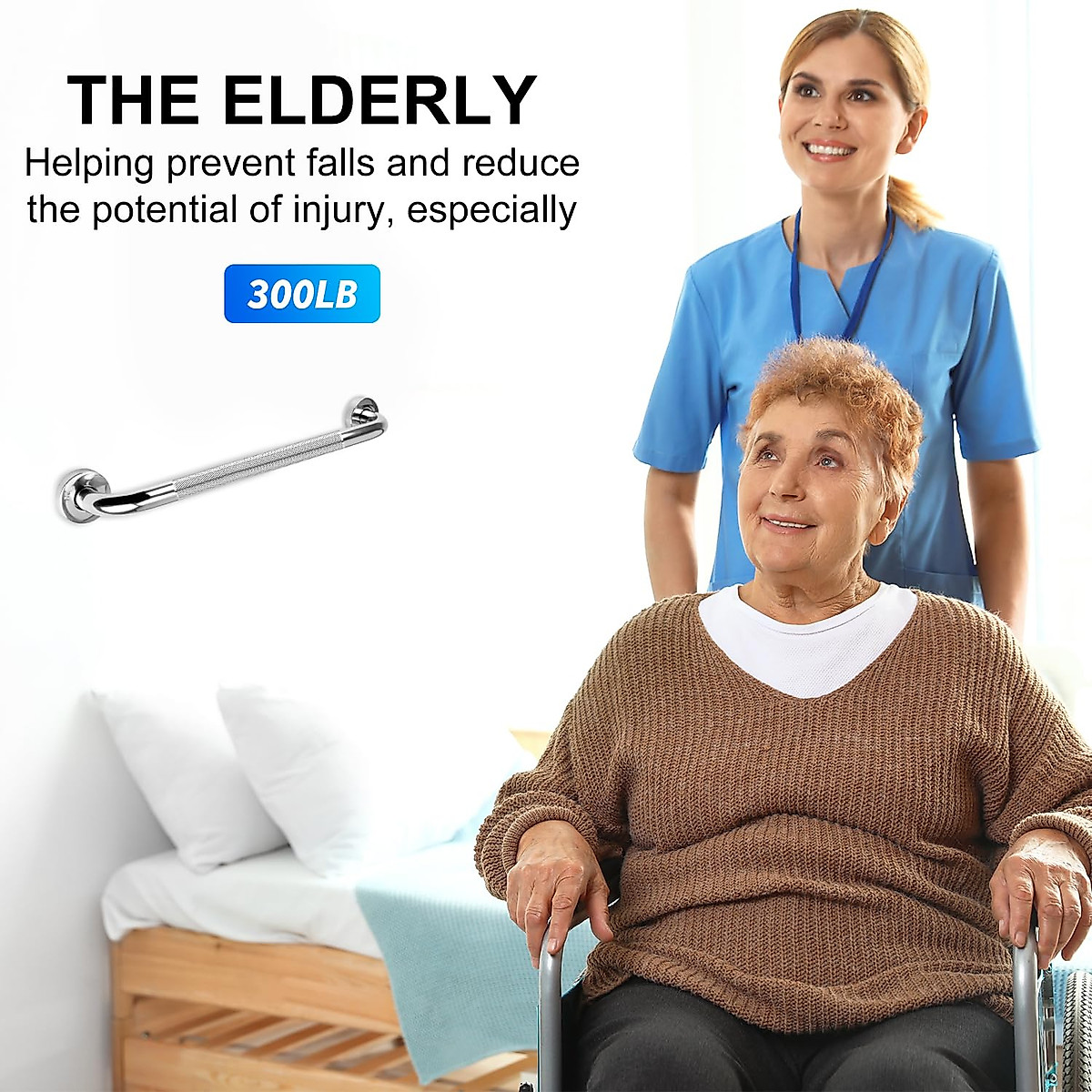 supregear Bathroom Grab Bar, 2 Pack Non-Slip Bathroom Safety Handle 12 in 304 Stainless Steel Bath Safety Grip Balance Grab Bar for Bathtub Toilet Kitchen Bedroom, Concealed Screw Wall Mounted