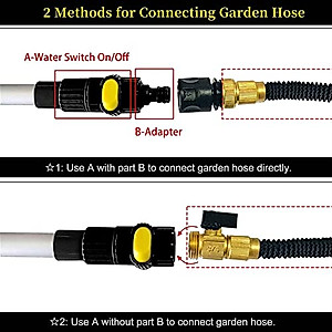 Buyplus 5-12 Foot (20 ft Reach) Car Wash Brush with 12-Inch Soft Bristle, On/Off Switch Telescopic Car Truck Boat Washing Brush with Hose Attachment for Cleaning RVs, House Siding, Floors and More!