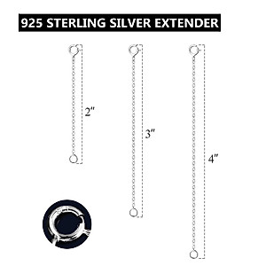 LANCHARMED 925 Sterling Silver Necklace Extenders Durable Necklace Extender Strong Removable Necklace Bracelet Anklet Extender for Jewelry Making(2 3 4 Inch)