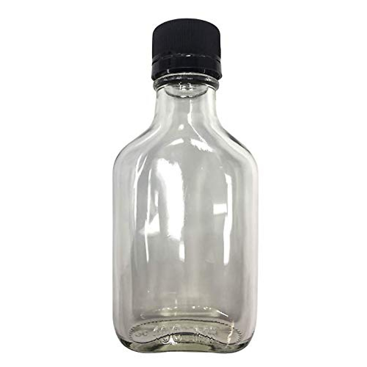 100 ml (3.3 oz) Glass Flask Liquor Bottle with Black Caps (12 Pack)