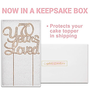 70 Cake Topper - Premium Rose Gold Metal - 70 Years Loved - 70th Birthday Party Sparkly Rhinestone Decoration Makes a Great Centerpiece - Now Protected in a Box