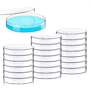 20 Pack Sterile Plastic Petri Dishes with Lid, 90mm Dia x 15mm Deep