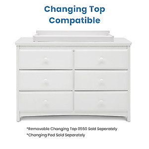 Delta Children Emerson 6 Drawer Dresser with Interlocking Drawers - Greenguard Gold Certified, Bianca White