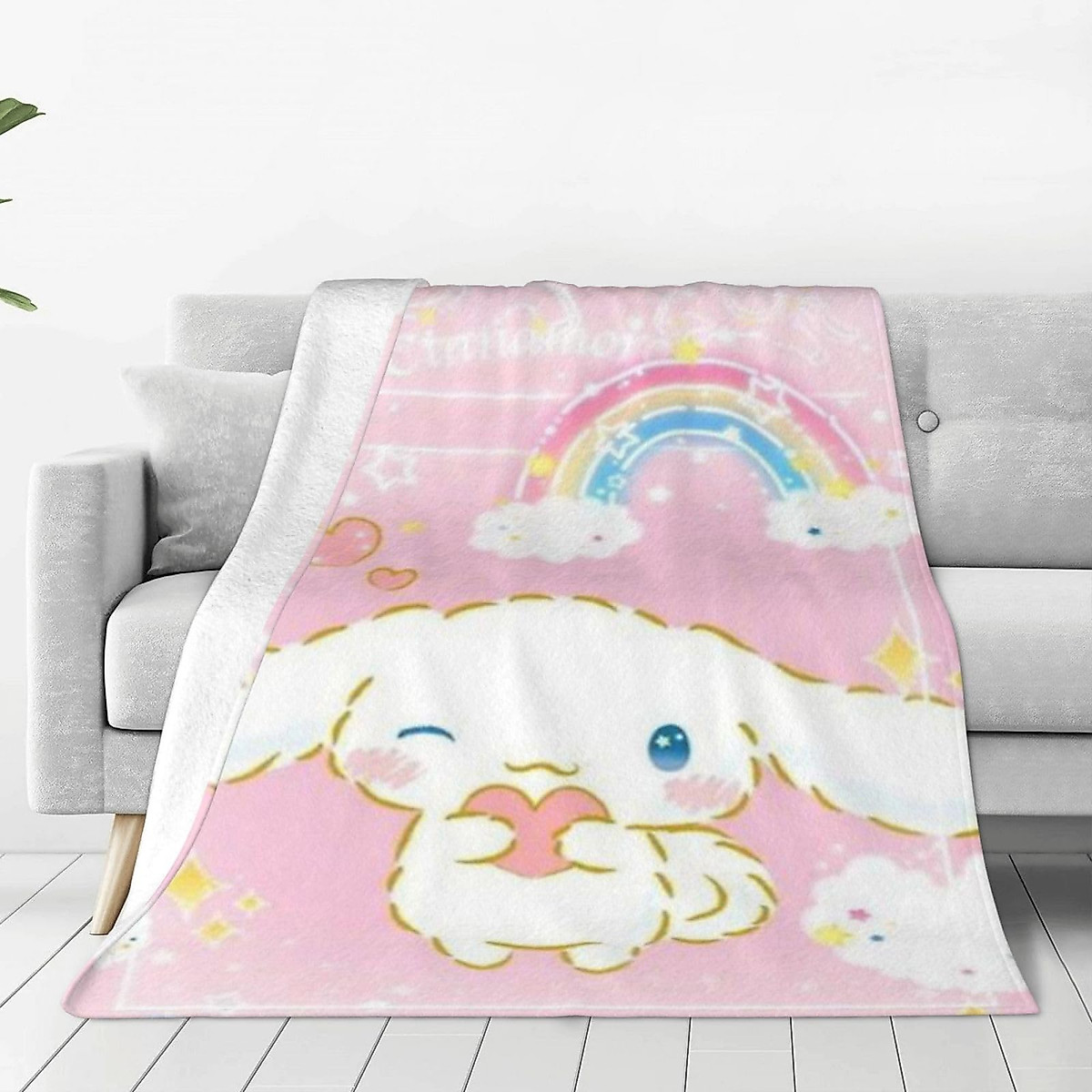 Cinnamoroll Kawaii Blanket Cute Anime Puppy Wink Throw Blanket for Girl Super Soft Flannel Bedding Set Couch Couch WPS Bed Blanket 50x40 Inch