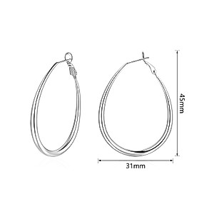 Herier Oval Hoop Earrings - Teardrop Hoops or Silver Hoop Earrings for Women, 14k Hoop Earrings & 925 Sterling Silver Earrings - Hypoallergenic & Lightweight