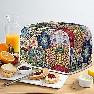 JEOCODY Bright Blossoms Toaster Covers 2 Slice Wide Slot Dustproof Fingerprint Protectors and Greasy Protection Anti-sputtering Machine Washable Women Gift