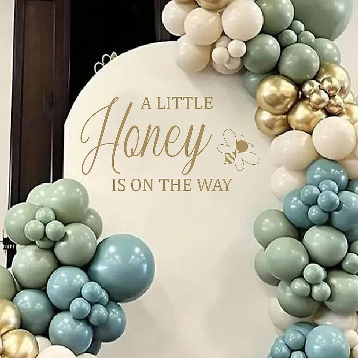 A Little Honey is on The Way Baby Shower Party Decal Sign,Gender Reveal Girl or Boy Baby Shower Decal Sign,Bee Baby Shower Sign Vinyl Decal,aby Shower Balloon Arch Decal (Honey Decal)