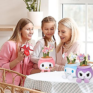 Boufaik 3pcs Kawaii Plush Doll, Cute Cinnamon My Melo Plushies, Stuffed Potted Plants Plush Toy, Home Decoration Stuffed Soft Plush Flower Gifts for Kids Boys(Pink+Purple+Blue)