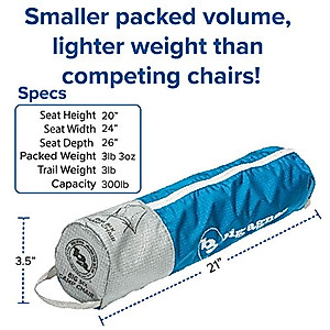 Big Agnes Big Six Camp Chair - High & Wide Camping Chair with Aircraft Aluminum Frame, Blue/Gray