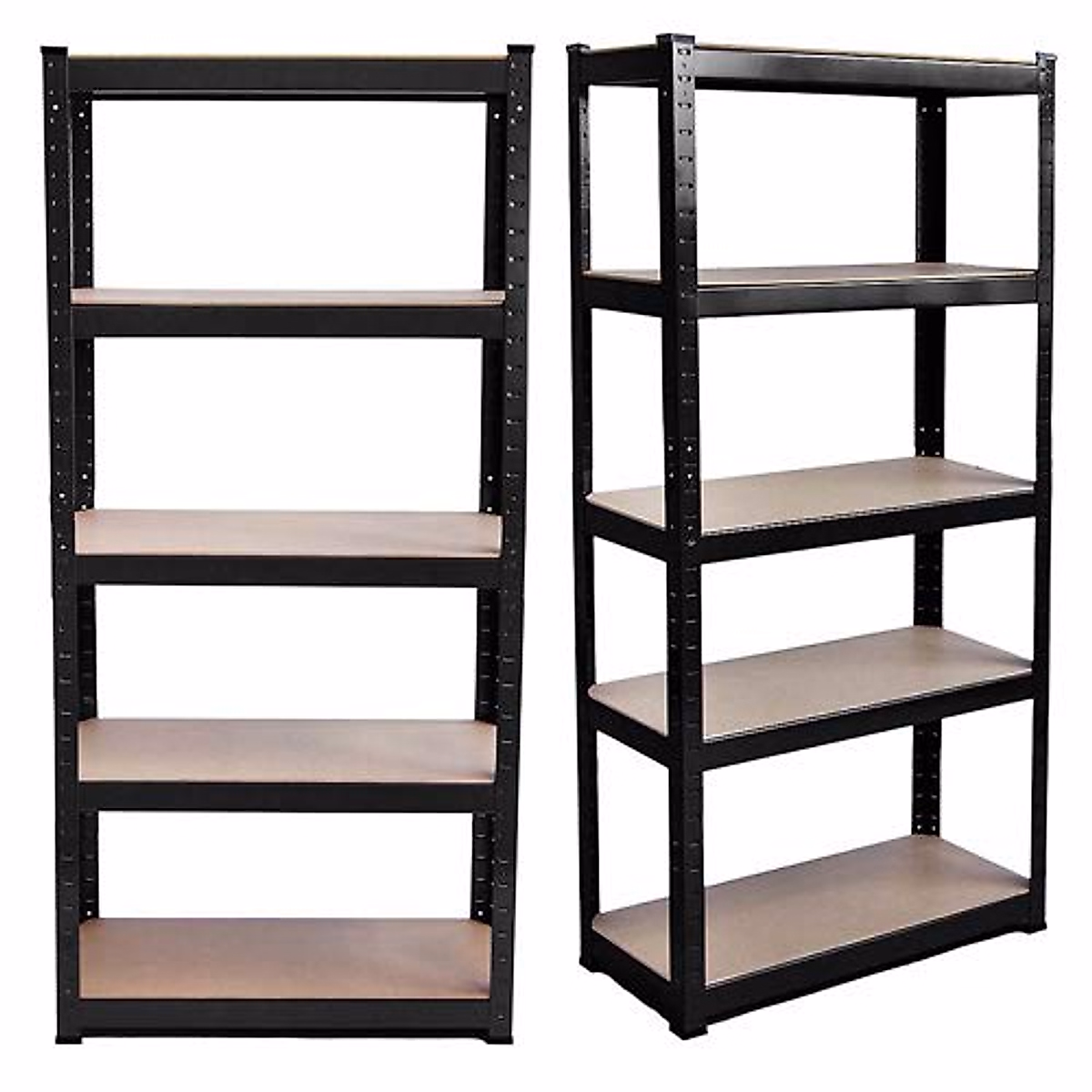 Heavy Duty Metal Shelving Rack Unit 5 Tier Garage Storage Shelf Unit - 59" x 28" x 12", Black, Boltless Shelving Unit for Workshop/Shed/Office
