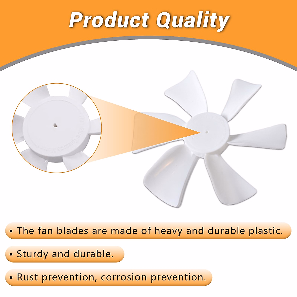 CPVNQMDG 6 inch RV Vent Fan Blade D-Bore Fits Replacement RV Bathroom Camper Vent Fan and Jensen roof Vents and Range Hoods or Any 12 Volt Motor with a 0.094-inch D-Shaped Shaft