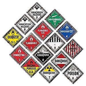 Hazmat Aluminum Flip Placard, 15-Legend, Worded, 13.75" x 13.75" Unpainted Back Plate, Rounded Corners, J. J. Keller & Associates, Inc.