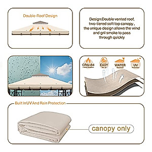 DesiDear 10x10 Canopy Replacement Top Canopy Cover Replacement 10x10 FT Double Tiered Gazebo Covers for Yard Patio Garden Canopy Sunshade (Double Lace)