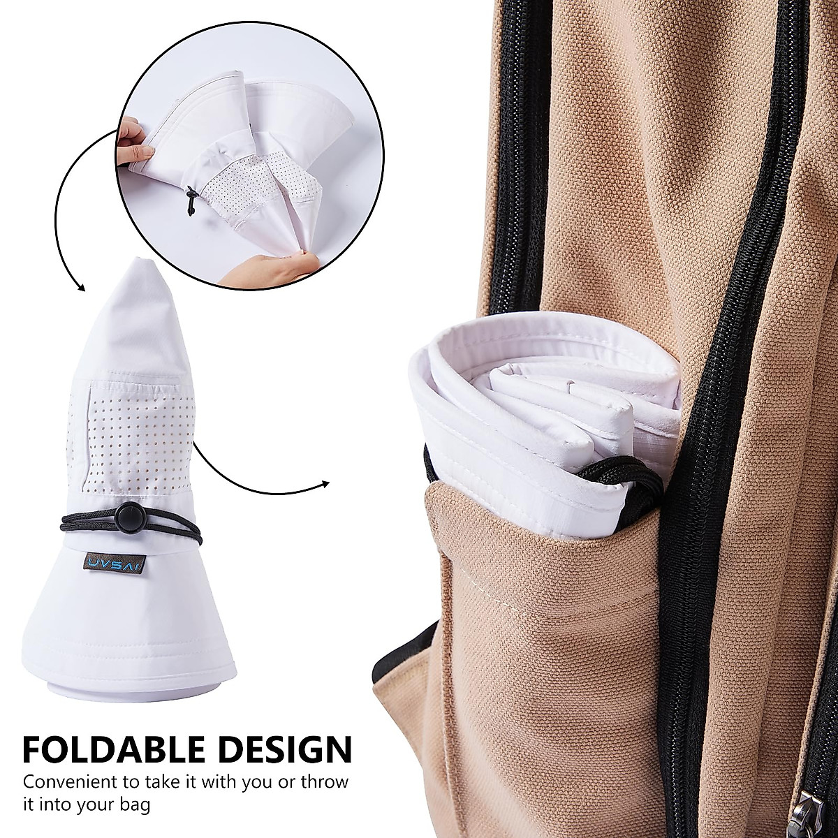 UVSAI UPF 50+ Bucket Sun Hat with Laser Perforated Mesh Cooling Adjustable Breathable Lightweight for Outdoor Men Women White