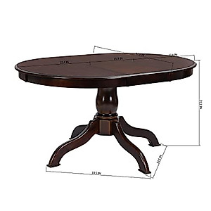 Oval Solid Wood Dining Table Extendable Brown Farmhouse MDF Finish Leaf Extension