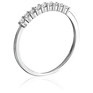 VIR JEWELS 1/5 cttw Round Diamond Wedding Band for Women in 14K White Gold 9 Stones Prong Set, Size 9.5