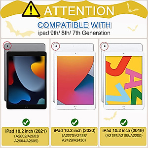 YIMIKOL Kids Case for iPad 9th Generation/iPad 8th Generation/iPad 7th Generation, iPad 10.2 inch Case 2021/2020/2019, Heavy Duty Shockproof Rugged Protective 10.2" Cover for Boys Girls (Black+Gold)