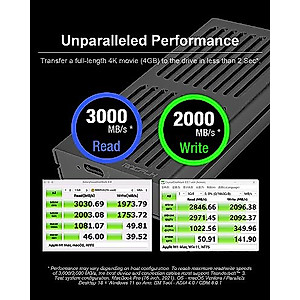 ROCFLH OPQ7 2T Portable External SSD - Up to 3000MB/s, Thunderbolt 3/4 (40Gbps), USB-C (10Gbps) - for Apple M1 Mac and PC Desktop Laptop (OPQ7-2000G)