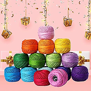 Soft 1500Y 15 Pearl Balls Cardinal Size 8 Rainbow Colors for Crochet Hardanger Cross Stitch Needlepoint Hand Embroidery