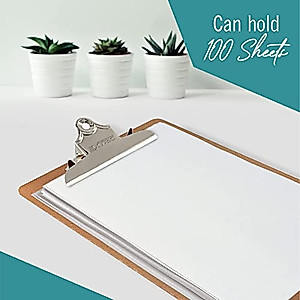 6 Clipboards, Standard A4 Letter Size Clipboard, 9" x 12.5" Clipboard, Clip Boards 8.5x11 Inch Paper, Clip Boards with 6" Metal Clip, Wood Clipboards, Hardboard Clip Board, Clipboards Bulk