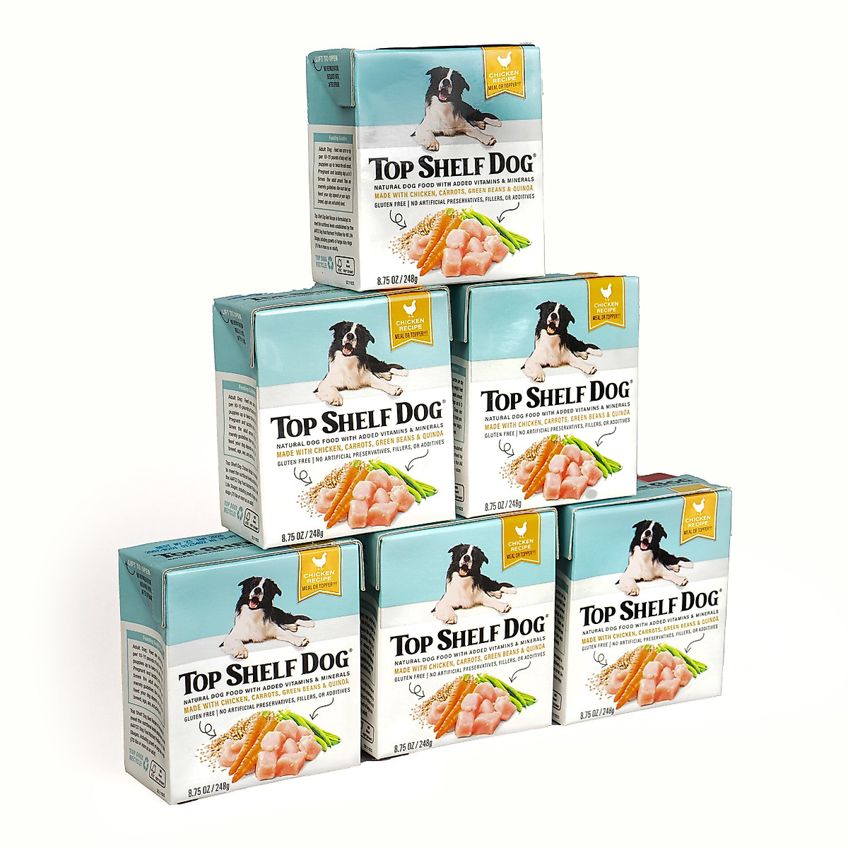 Fresh Dog Food, All Natural Complete Meal or Kibble Topper, Shelf Stable Premade Wet Recipe with Added Vitamins & Minerals for Picky Eaters Puppies Seniors (Chicken 6 x 8.75oz Cartons)