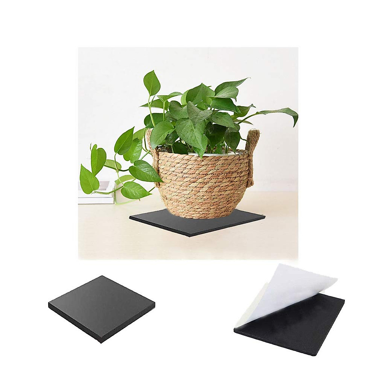 8 Pieces Black Neoprene Foam Anti Vibration Pads, Rubber Padding with Adhesive Backing, 6 in X 6 in X 1/8 in Rubber Insulation Anti-Vibration Pads