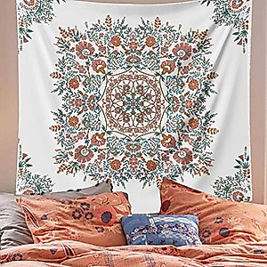 LANG XUAN Mandala Tapestry Wall Hanging Flower Psychedelic Tapestry Wall Hanging Decor for Living Room Bedroom Bohemian Plant Print (Green, 51.18" x 59.06")