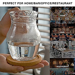 Natural Round Cork Coasters for Drinks with Lip Edge Absorbent Heat and Water Resistant Reusable Durable Saucers for Bar Glass Cup / Mug Coffee Coasters (2, PCS)