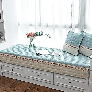 JeogYong Bay Window Cushion Seat Indoor, Farmhouse Window Seat Cushions Indoor for Bedroom, Non Slip Pads/Bay Window Sill Bench Cushions, 27.55 x 59.05 inches, Sky Blue