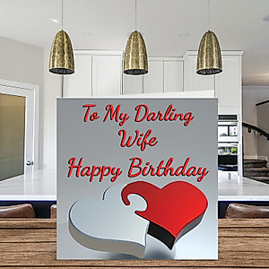 Stuff4 Cute Birthday Cards for Wife - My Darling Wife - Romantic Happy Birthday Card for Wife from Husband Partner, Special Wife Birthday Gifts, 5.7 x 5.7 Inch Wifey Greeting Cards