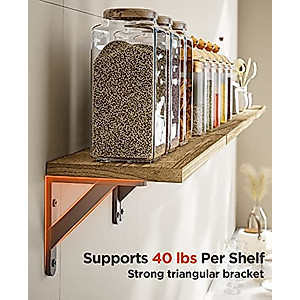 AMADA HOMEFURNISHING Floating Shelves Wall Mounted Set of 4, Wood Shelves for Wall Décor, Rustic Storage Shelf, Wall Shelves for Bedroom, Bathroom, Living Room, Kitchen, Office, Set of 4, AMFS26